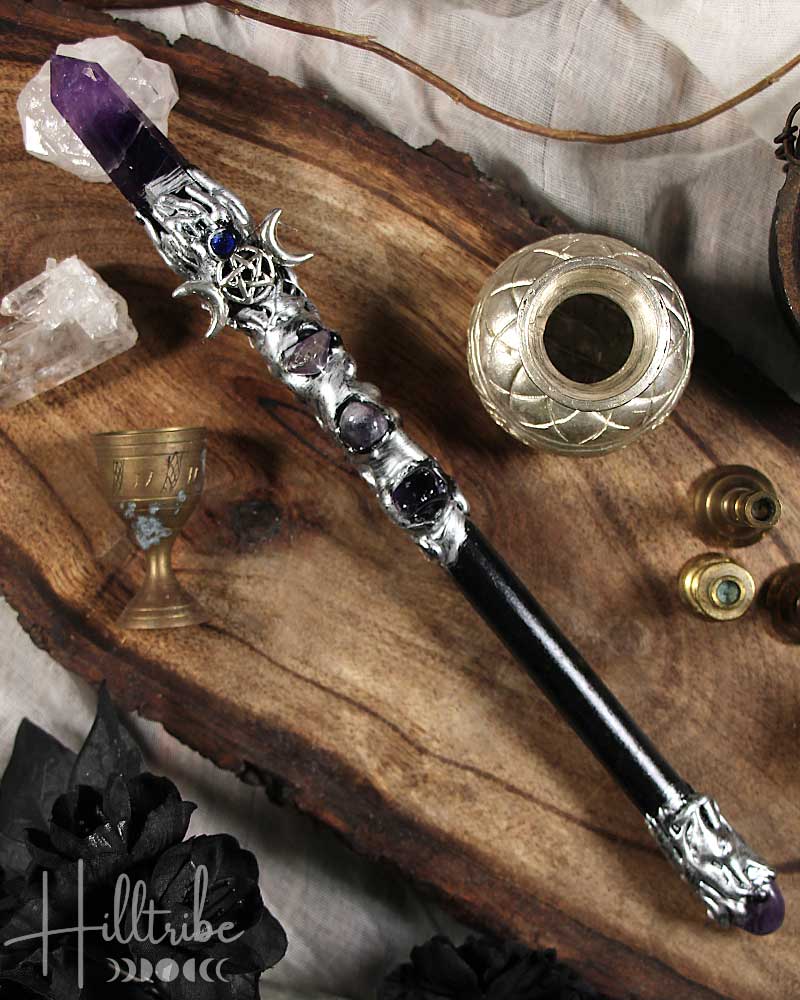 Amethyst Point + Triple Moon Magick Wand | Hilltribe Ontario