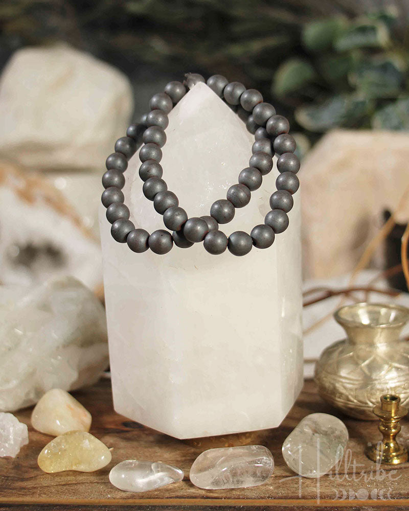 Matte Hematite Gemstone Power Bracelet | Hilltribe Ontario