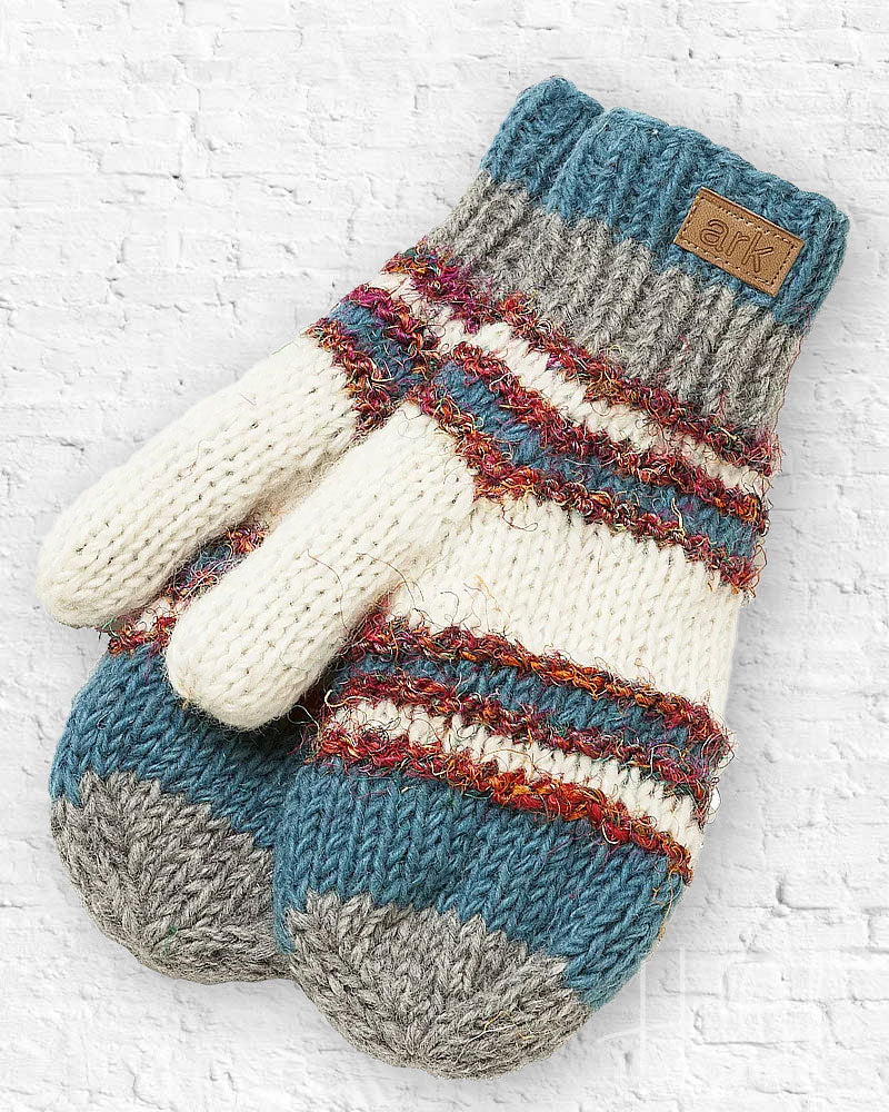 Swool Stripe Mittens Teal | Hilltribe Ontario